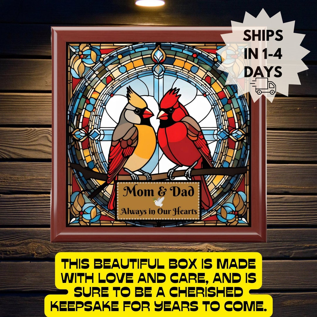 Personalized Cardinal Pair Stained Glass Unique Sympathy Gift Cardinal ...