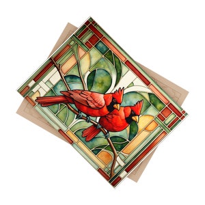 Cardinals Stained Glass Look Tile Gift for Bird Lovers Cardinal Warm ...