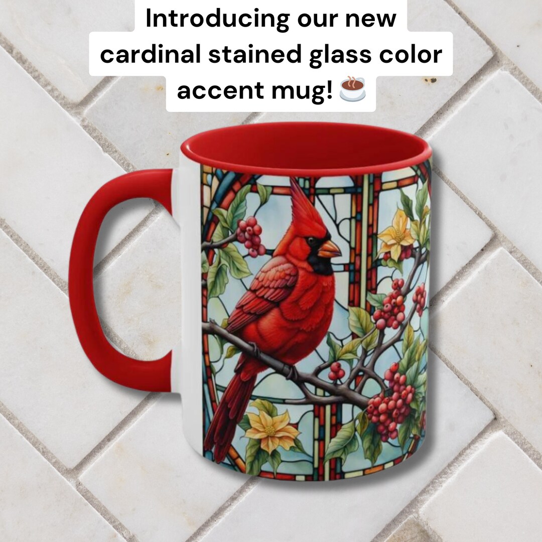 Cardinal Mug Stained Glass Bird Gift Coffee Mug for Bird Lover, Bird ...