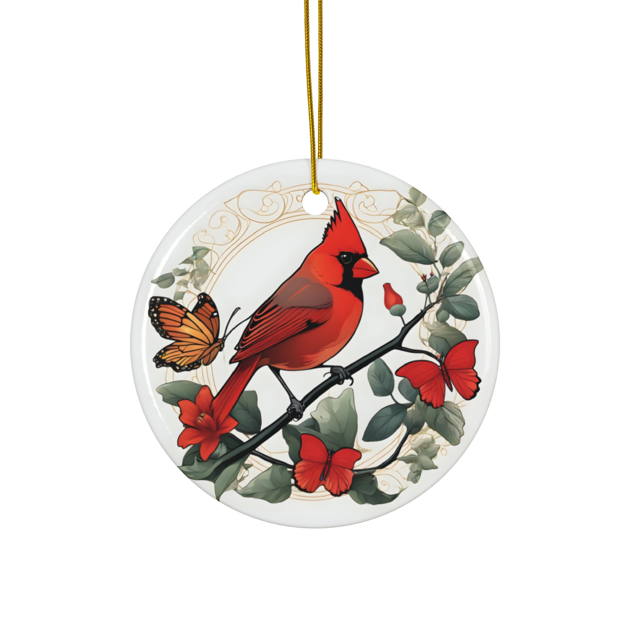 Cardinal and Butterfly Christmas Ornament Ceramic Cardinal - Etsy