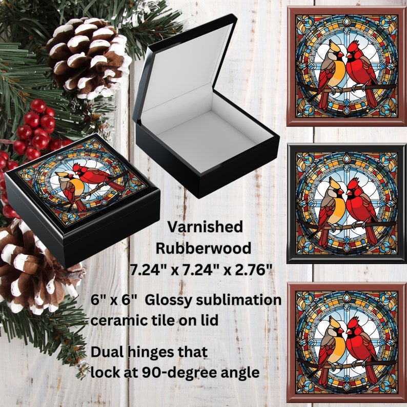 Cardinal Stained Glass Box Unique Sympathy Gift Cardinal Memorial Gift ...