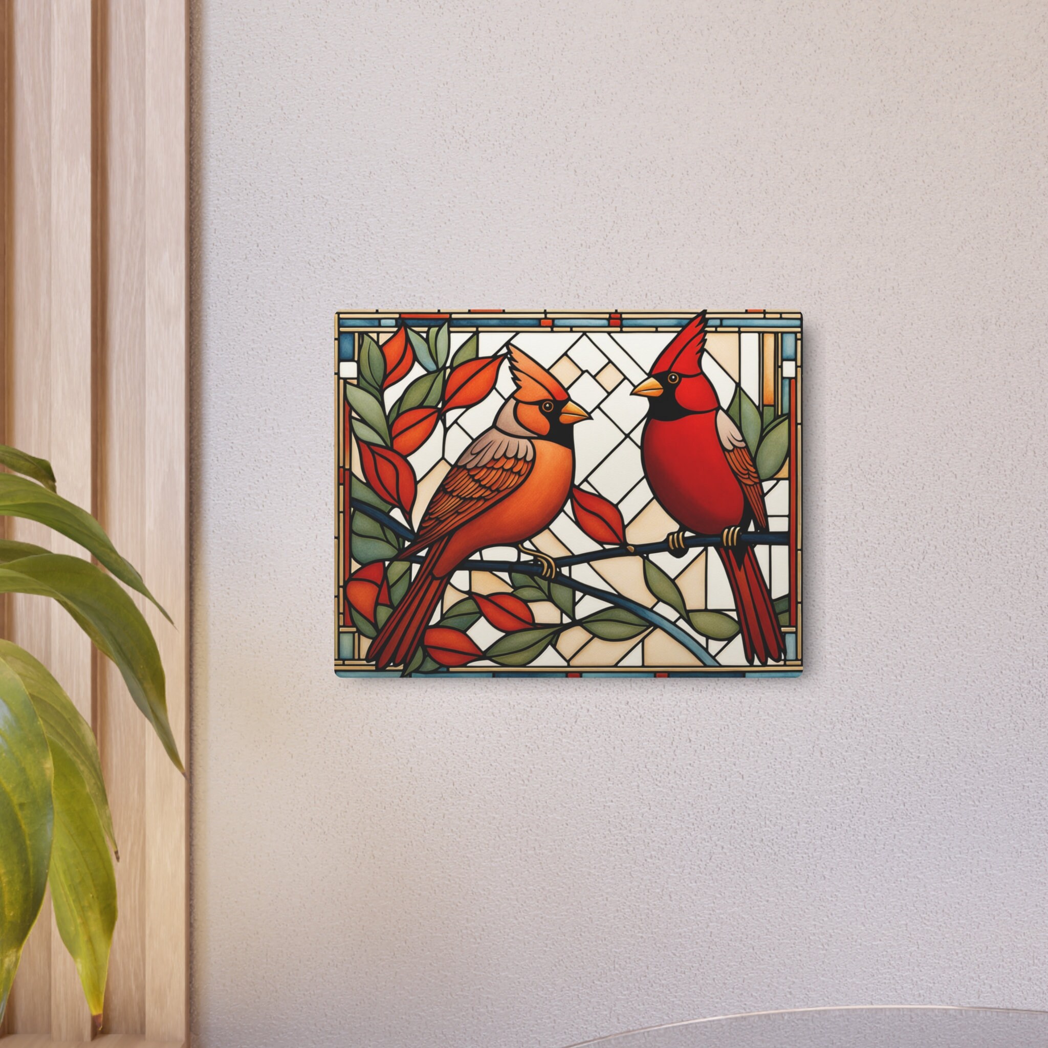 Cardinal Pair Metal Sign: Stained Glass Look Decorative Art - Etsy