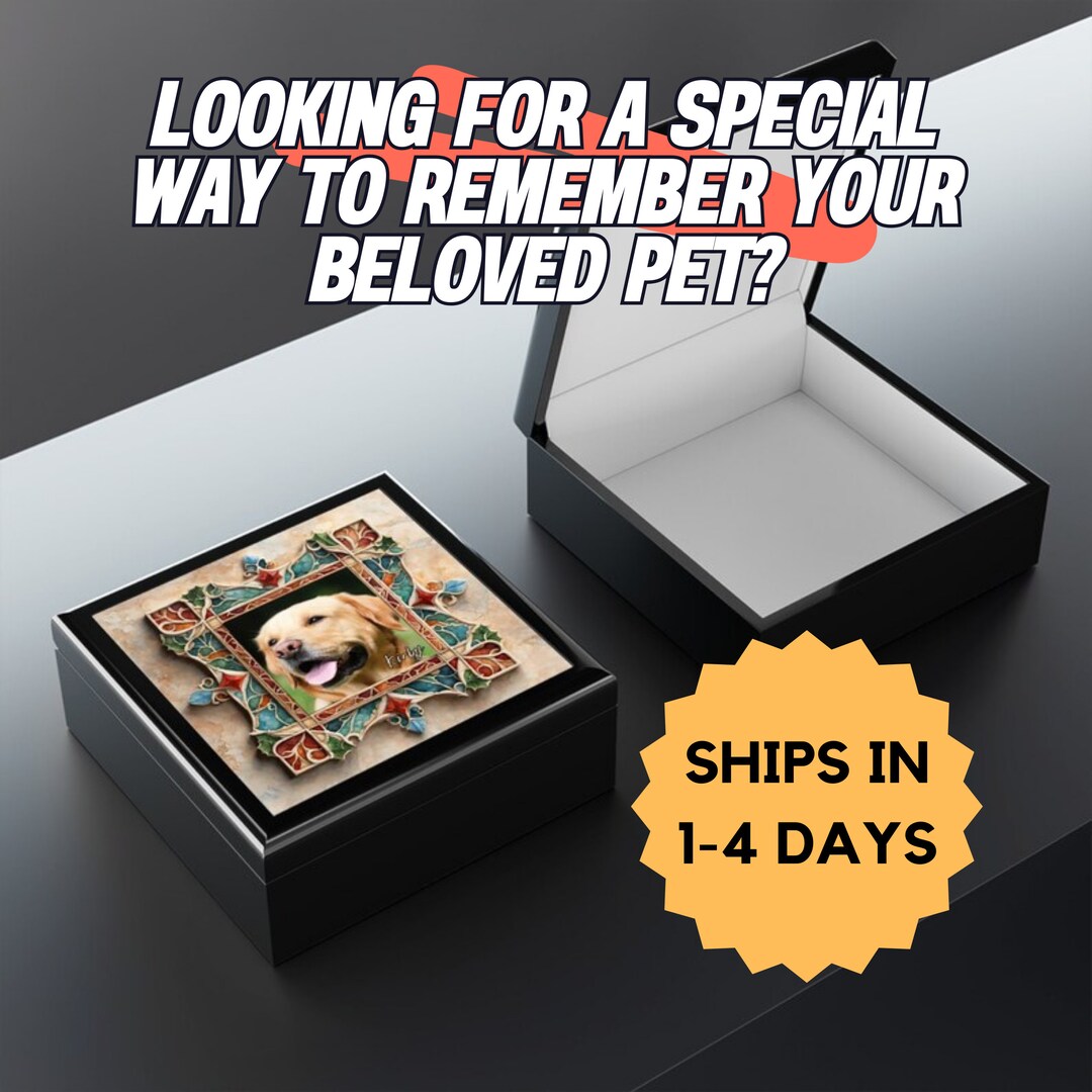 Customized Pet Photo Keepsake Box | Unique Sympathy Gift | Dog Memorial ...