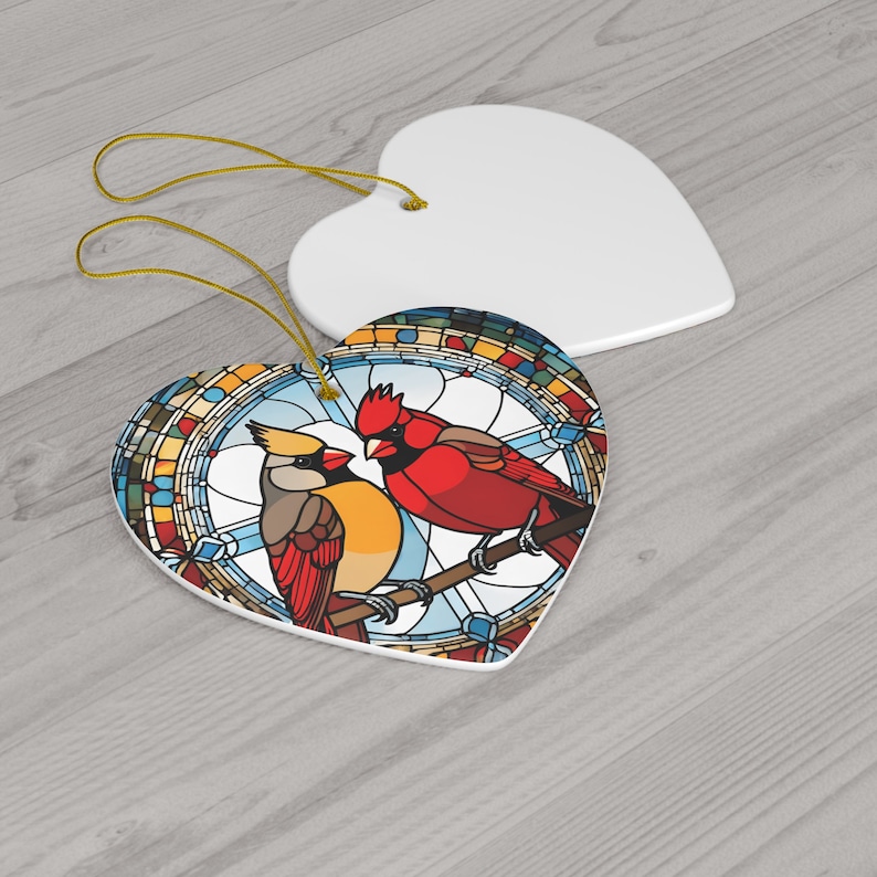 Cardinal Ornament Stained Glass Cardinal Pair Ceramic - Etsy