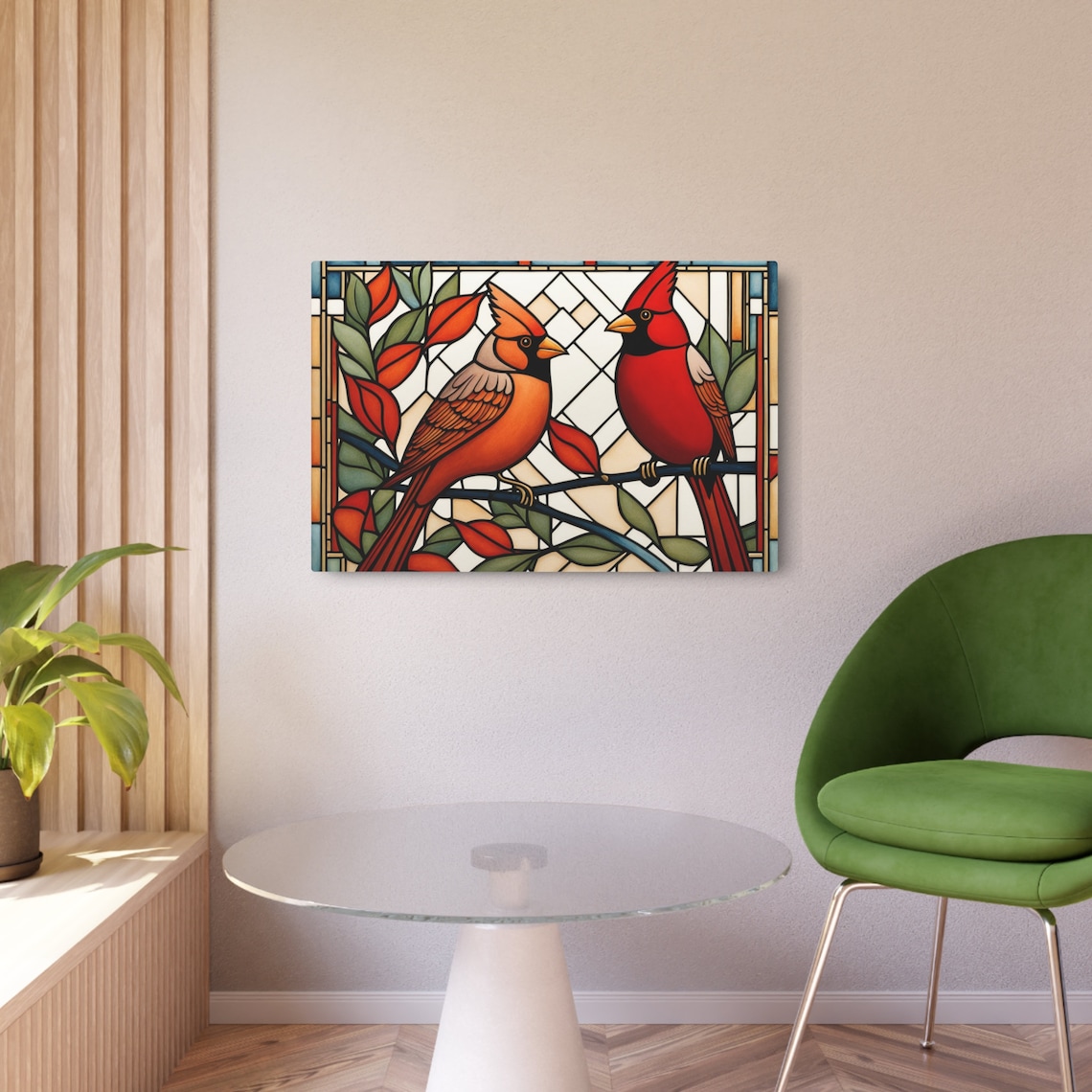Cardinal Pair Metal Sign: Stained Glass Look Decorative Art - Etsy