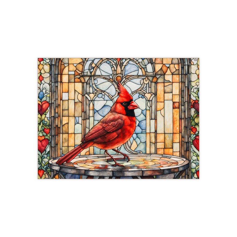 Stained Glass Cardinal on Birdbath Decorative Ceramic Tile Gift for ...