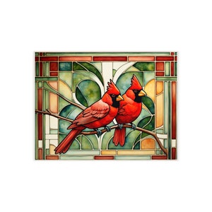 Cardinals Stained Glass Look Tile Gift for Bird Lovers Cardinal Warm ...