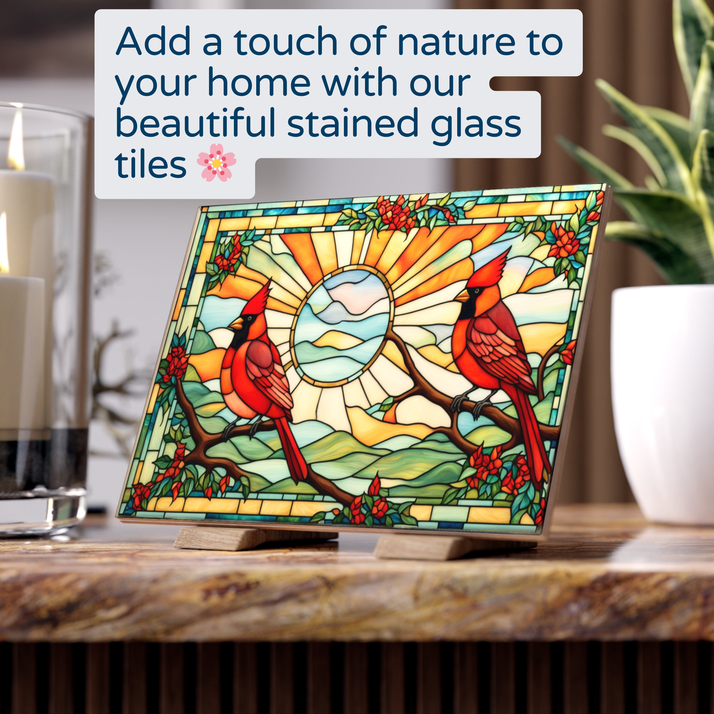 Cardinal Stained Glass Sunrise Gift for Bird Lovers Cardinal Memorial ...