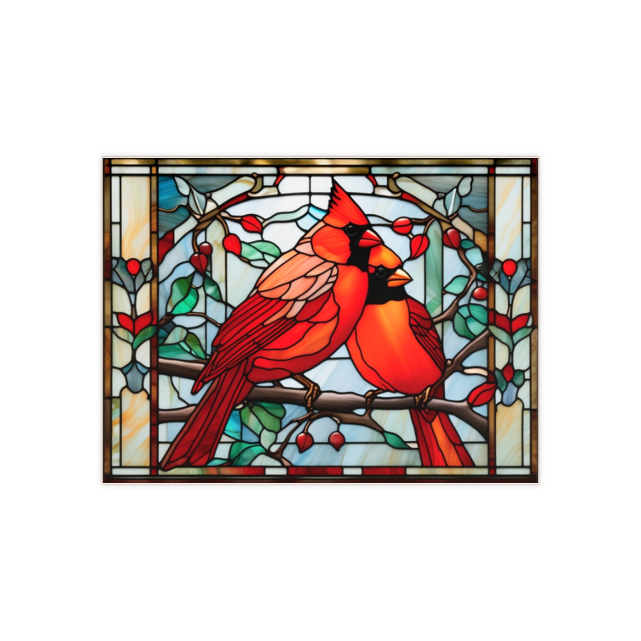 Cardinal Pair Stained Glass Gift for Bird Lovers Loving Cardinals ...