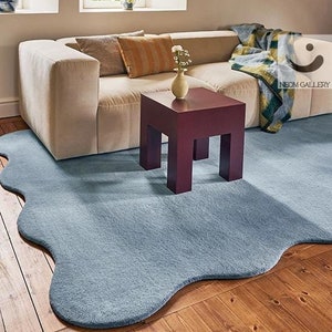 Raspberry Red Scalloped Tufted Area Rug, Plain Shade Hand-tufted Wool ...