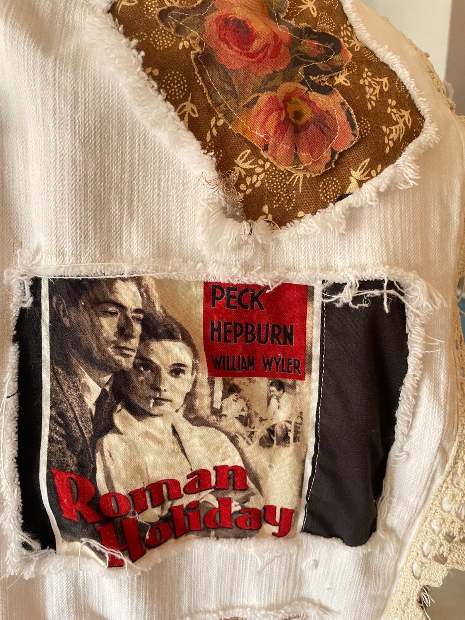 Upcycled White Denim Jeans W/classic Hollywood Theme. - Etsy