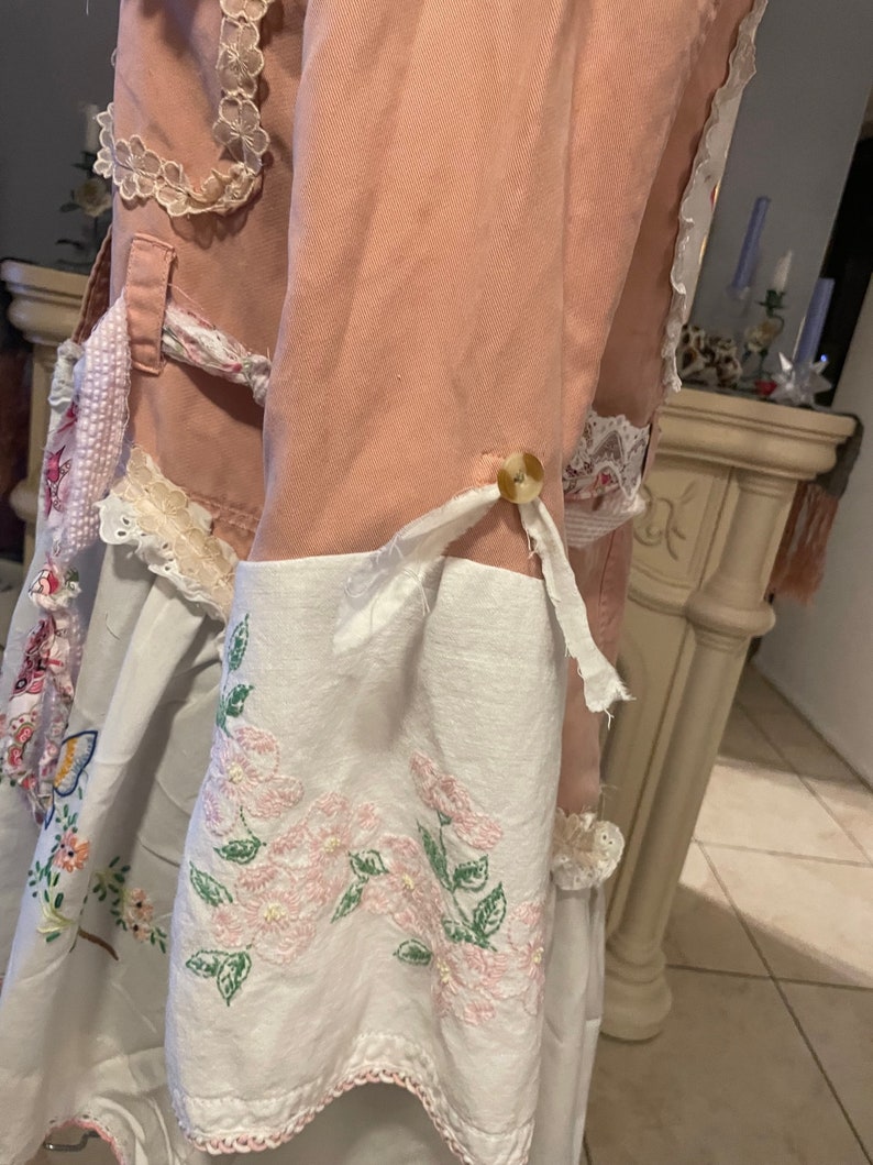 Shabby Chic Pink Flamingo Jacket Upcycled, Size Medium, Unique One of a ...