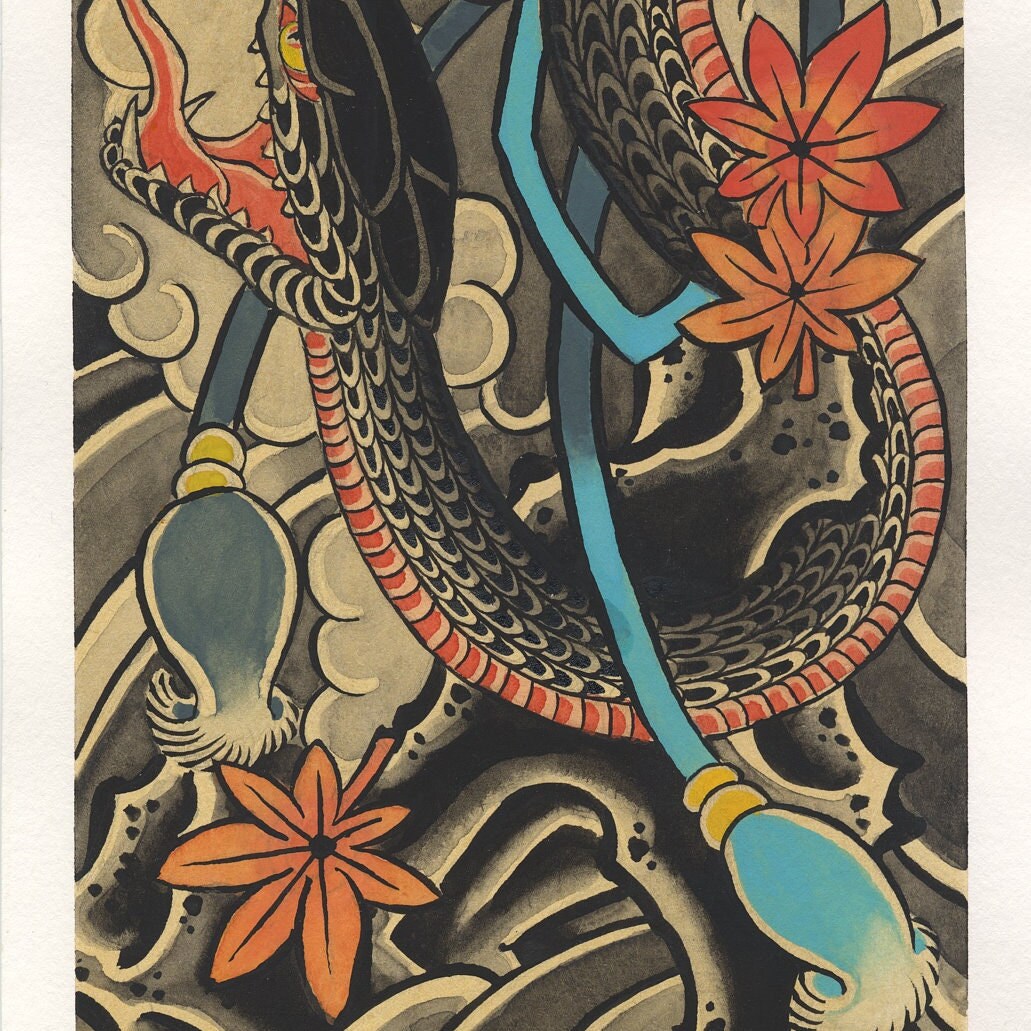 Tengu X Snake in Autumn: 6x18 Museum Quality Archival Print - Etsy