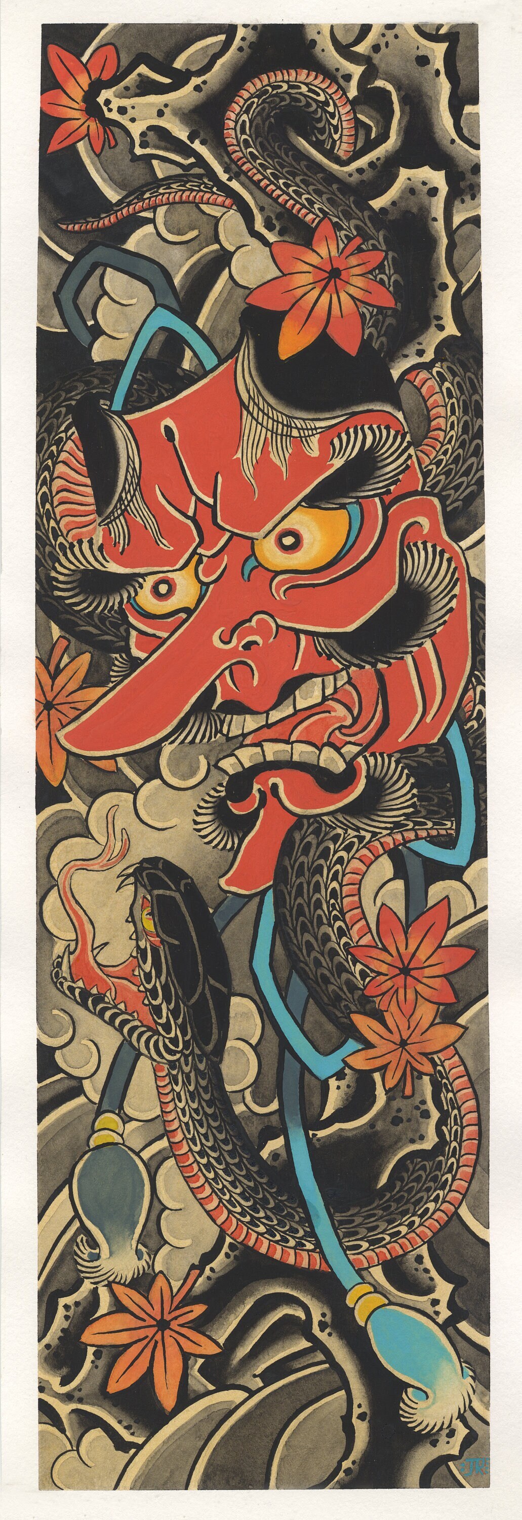 Tengu X Snake in Autumn: 6x18 Museum Quality Archival Print - Etsy