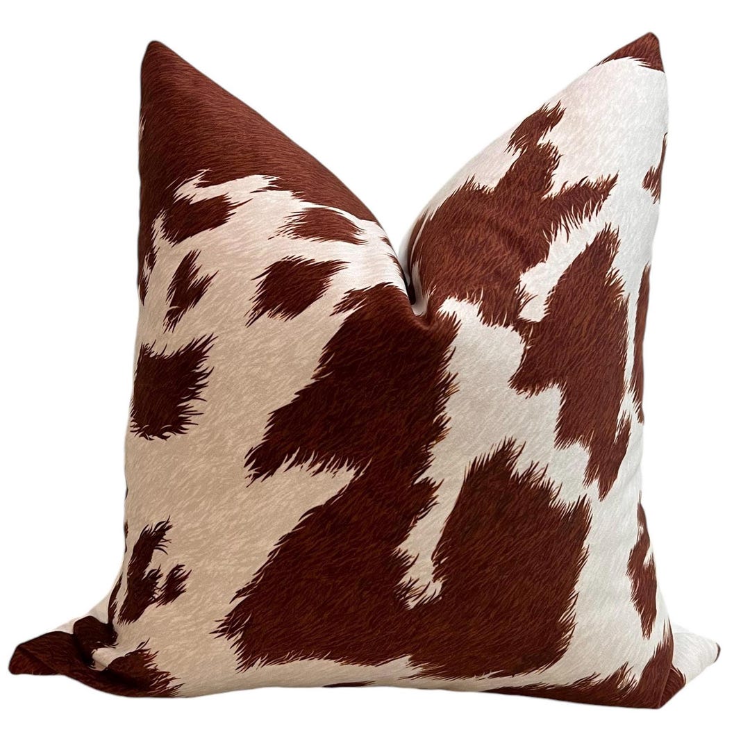 Soft Velvet Cowhide Cushion, Cow Print Pillow Cover, Cow Skin Throw ...