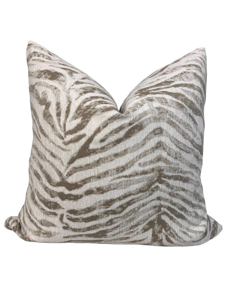Neutral Zebra Print Pillow Cover, Beige Zebra Pattern Pillow, Beige ...
