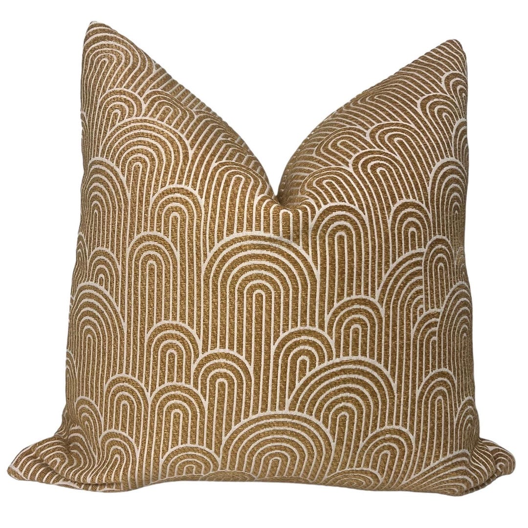 Gold Geometric Arch Pillow Cover, Art Deco Linen Cushion - Etsy