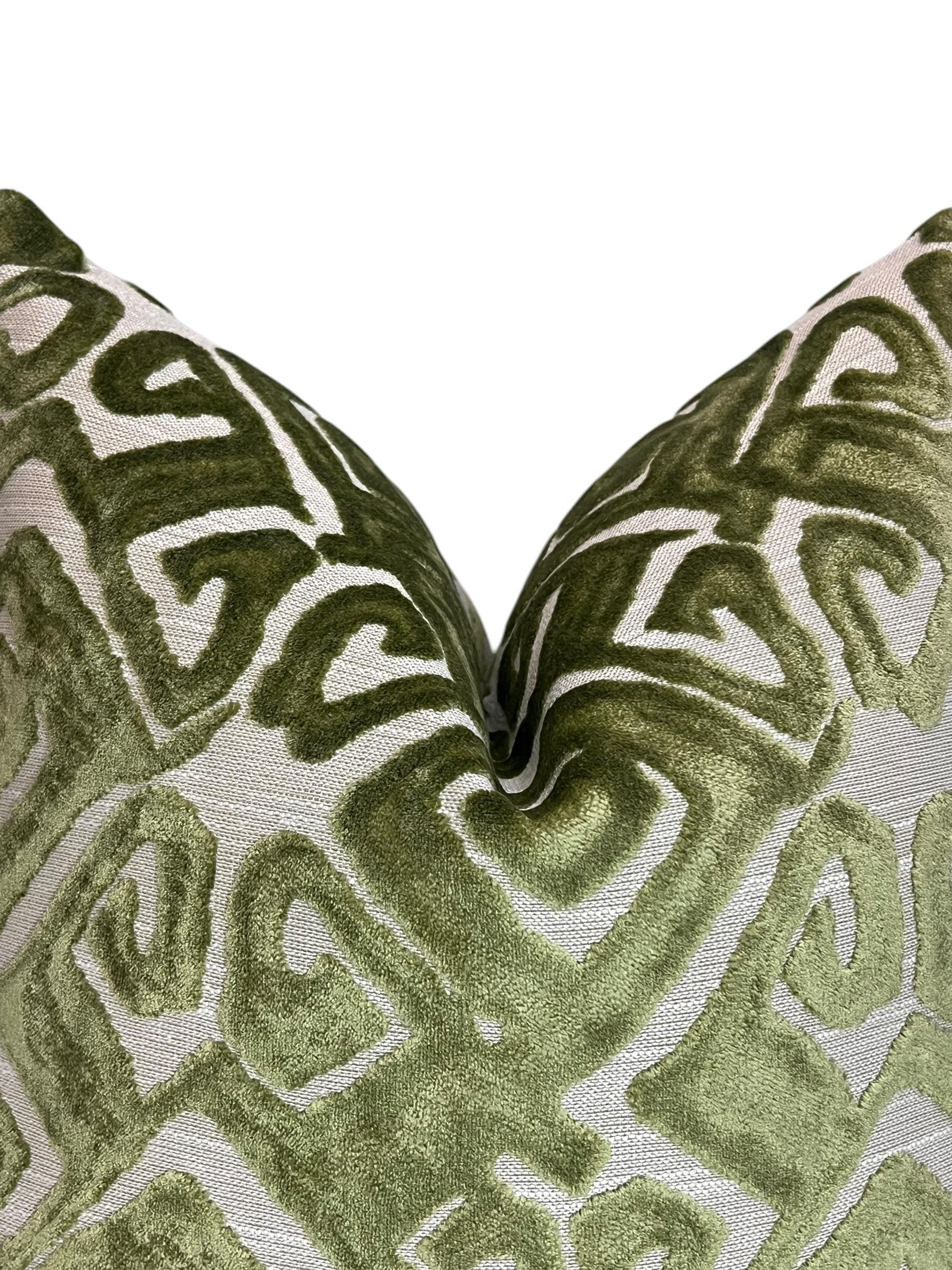 Chartreuse Green Designer Cut Velvet Throw Pillow Cover Green Velvet ...
