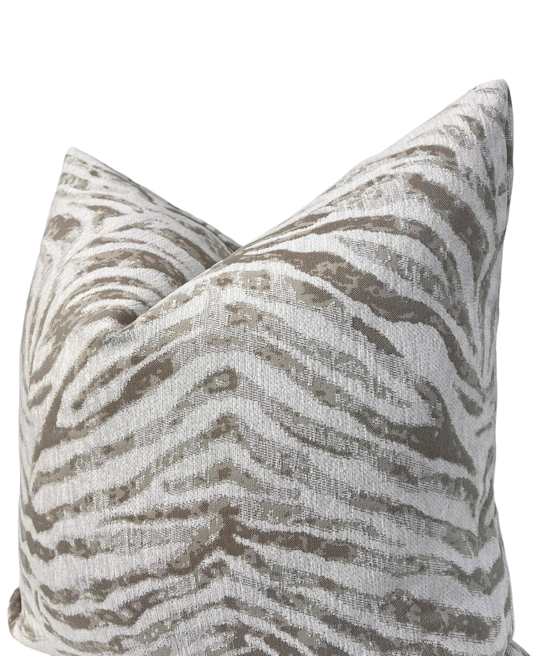 Neutral Zebra Print Pillow Cover, Beige Zebra Pattern Pillow, Beige ...