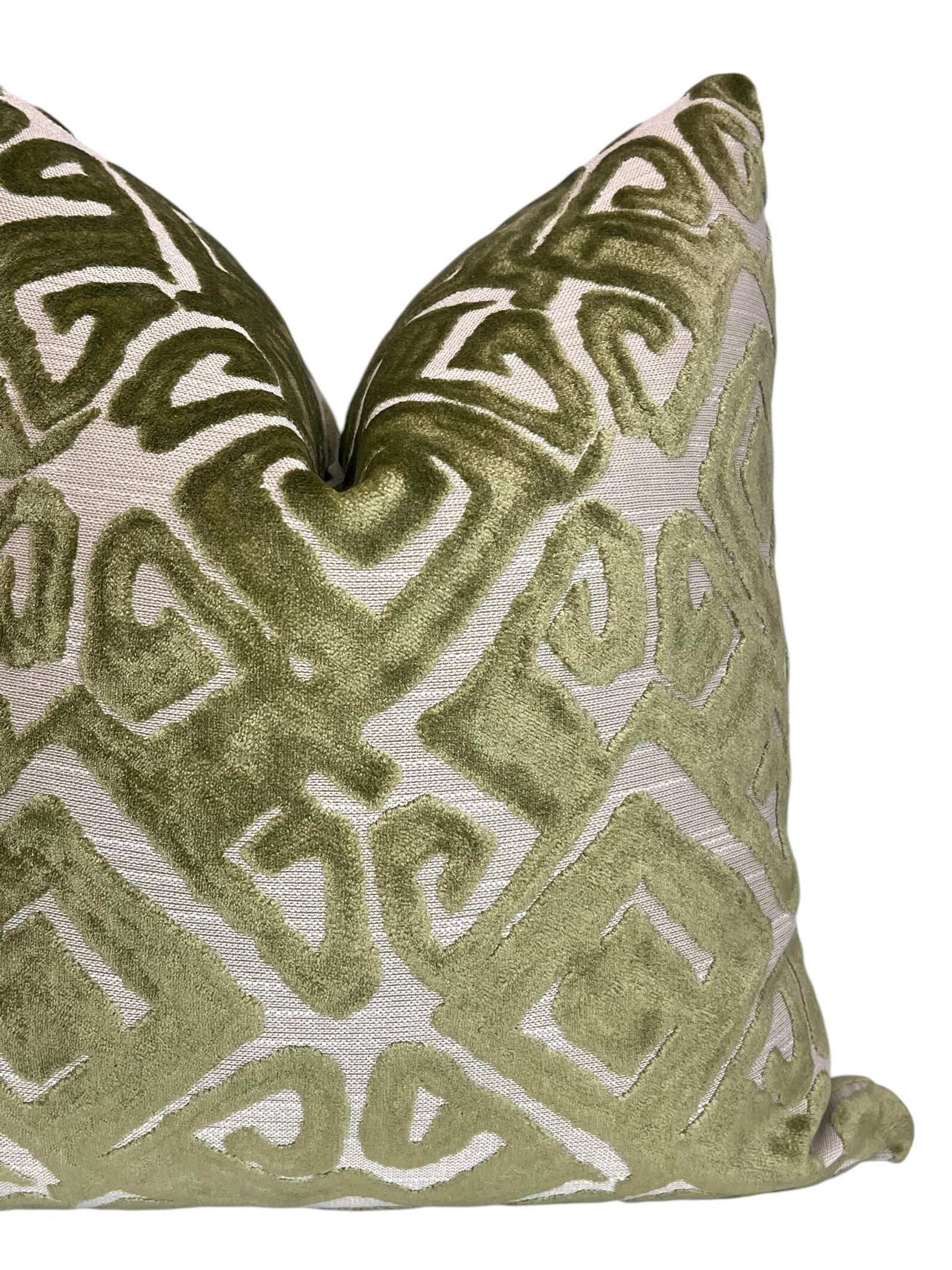 Chartreuse Green Designer Cut Velvet Throw Pillow Cover Green Velvet ...