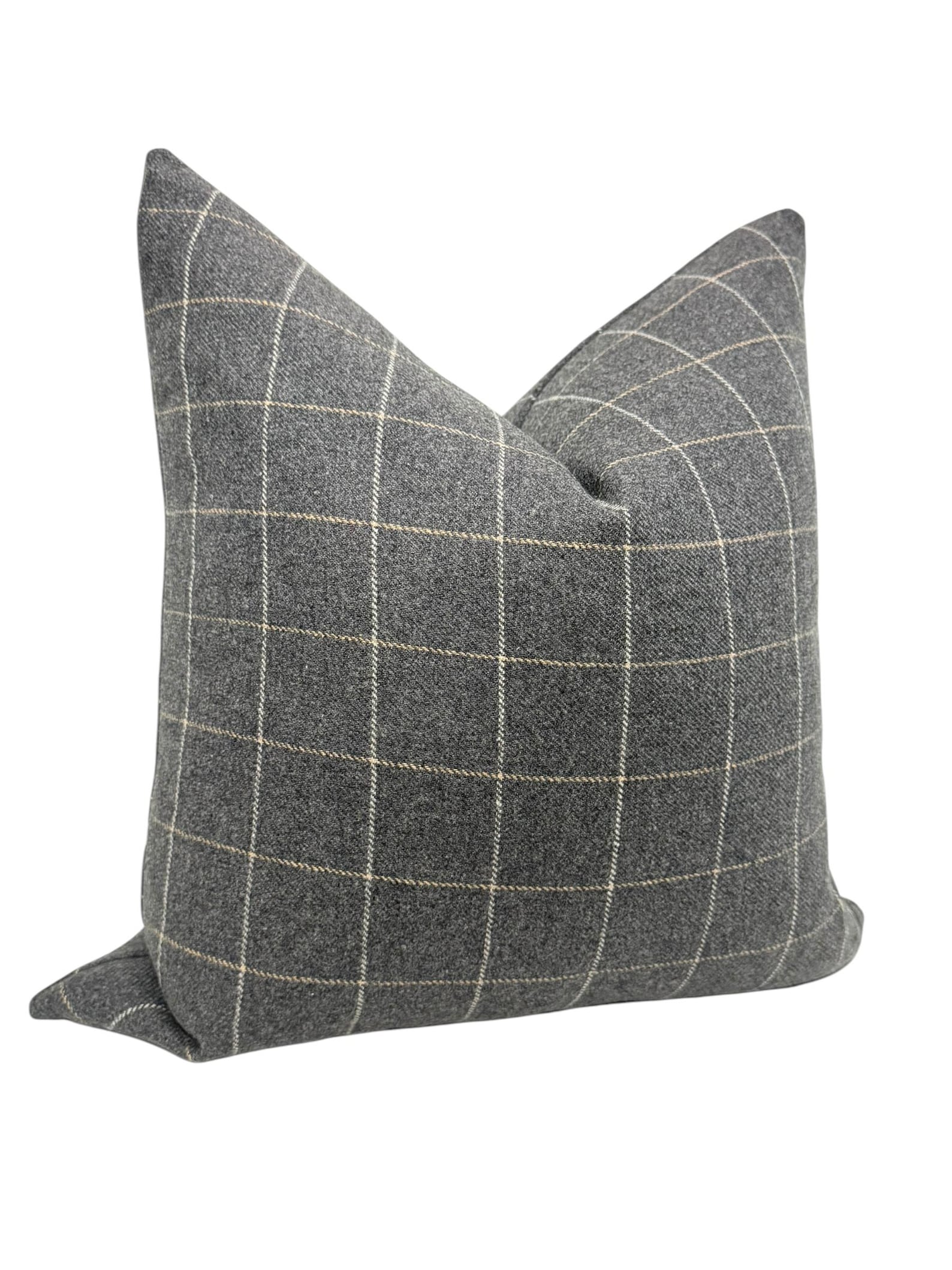 Gray Windowpane Plaid Wool Pillow Cover, Modern Farmhouse Cushion - Etsy