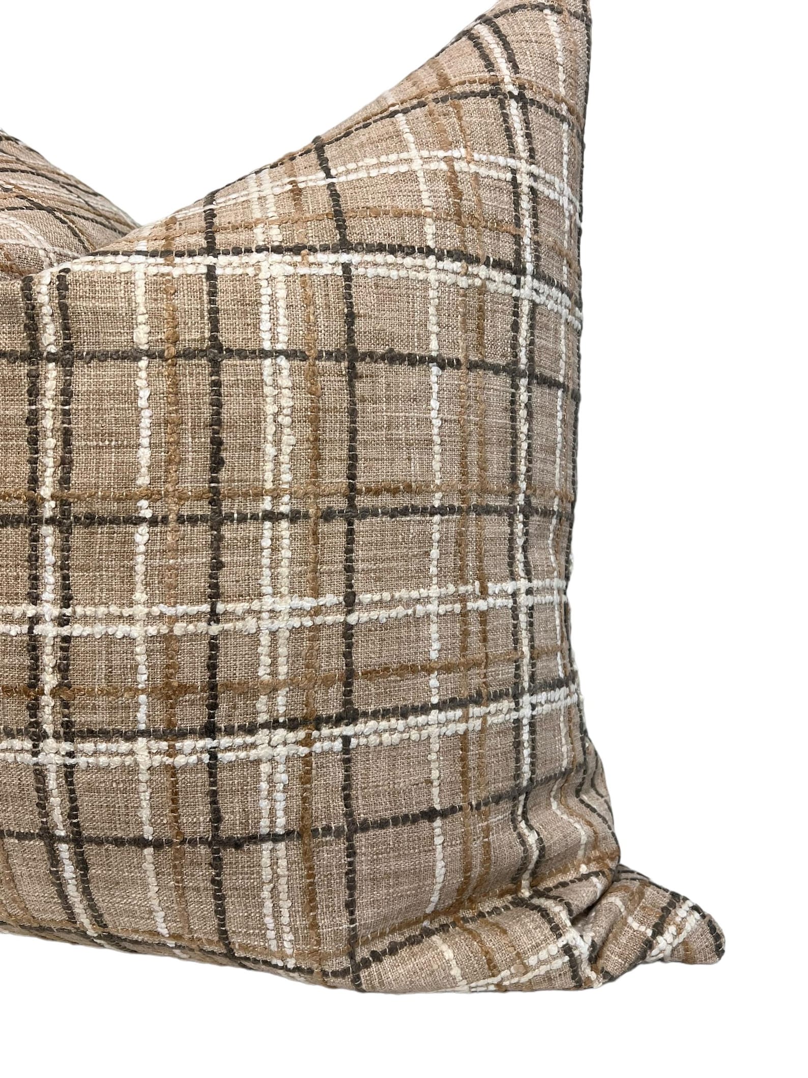 Rustic Brown Plaid Pillow, Tan Plaid Throw Pillow Cover, Brown Check ...