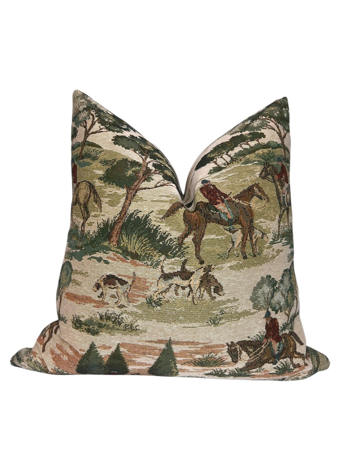 Equestrian Tapestry Pillow | Horse Hunting Scene Cushion | Hunting ...