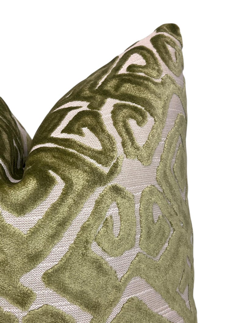 Chartreuse Green Designer Cut Velvet Throw Pillow Cover Green Velvet ...
