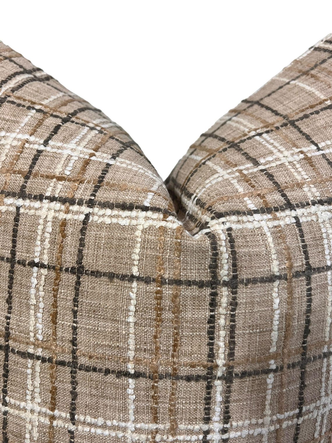 Rustic Brown Plaid Pillow, Tan Plaid Throw Pillow Cover, Brown Check ...