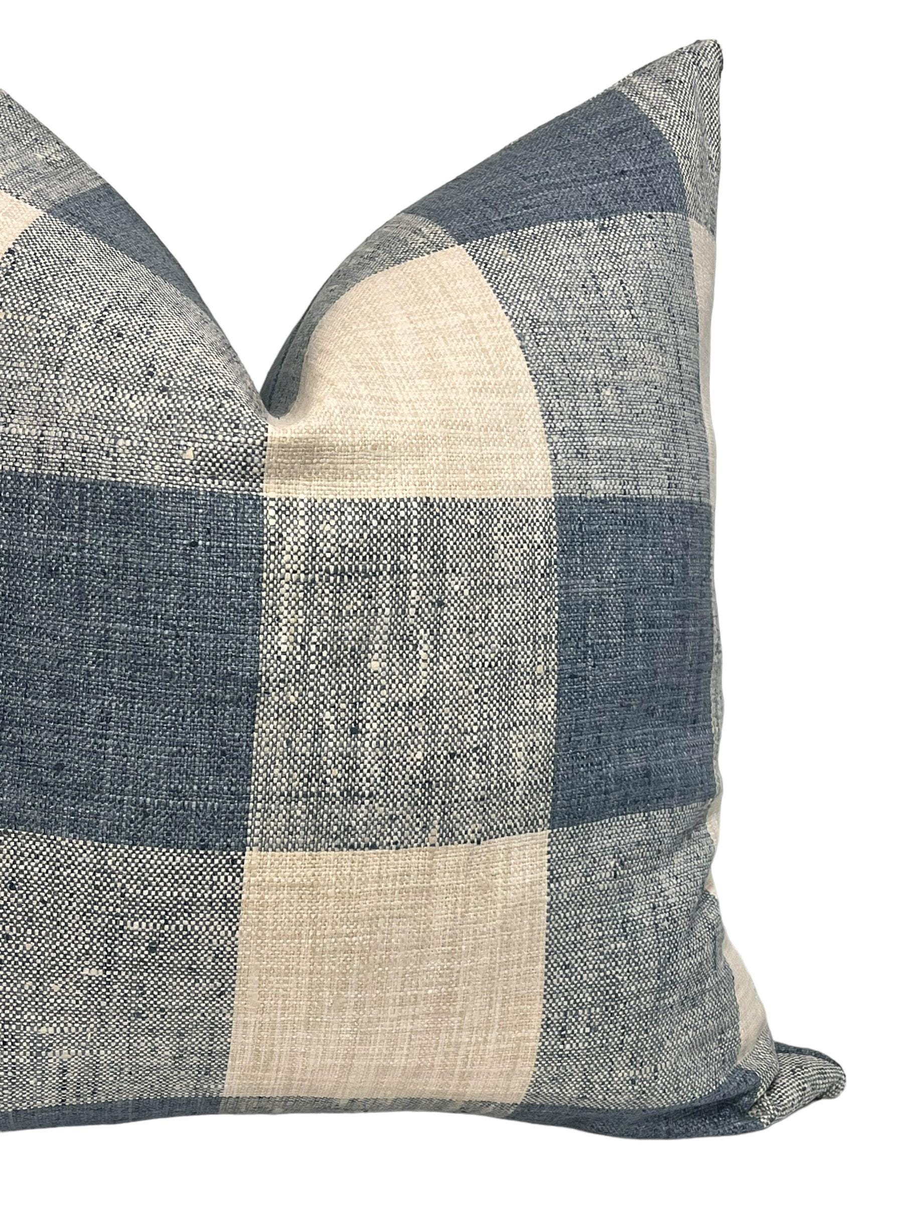 Blue and Beige Buffalo Check Pillow Cover, Farmhouse Decor - Etsy
