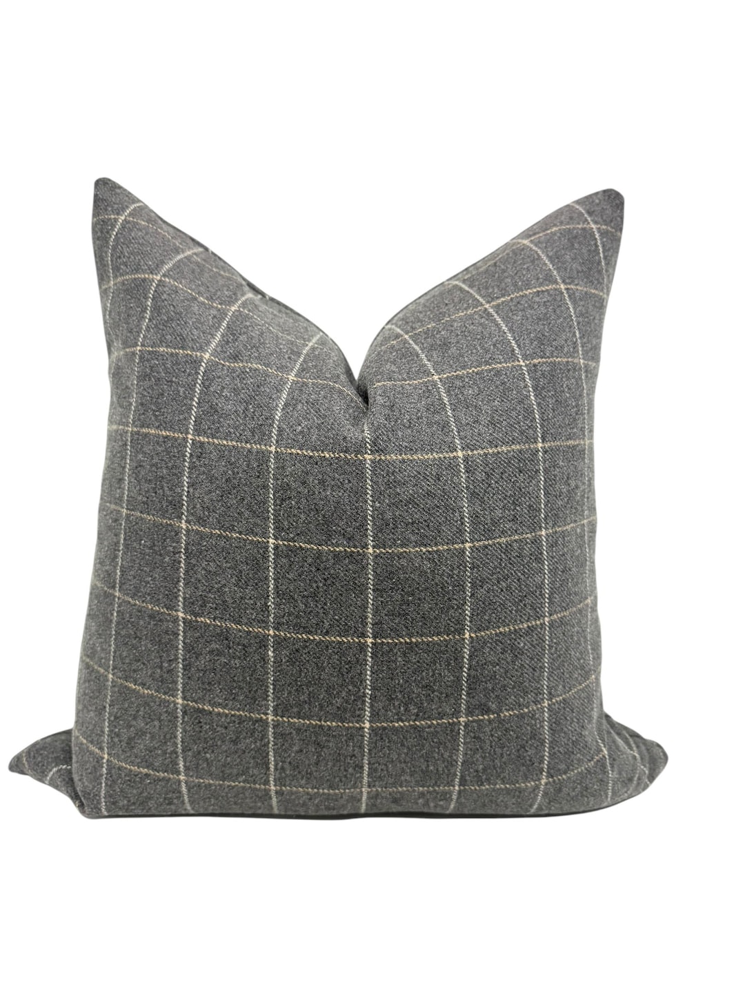 Gray Windowpane Plaid Wool Pillow Cover, Modern Farmhouse Cushion - Etsy