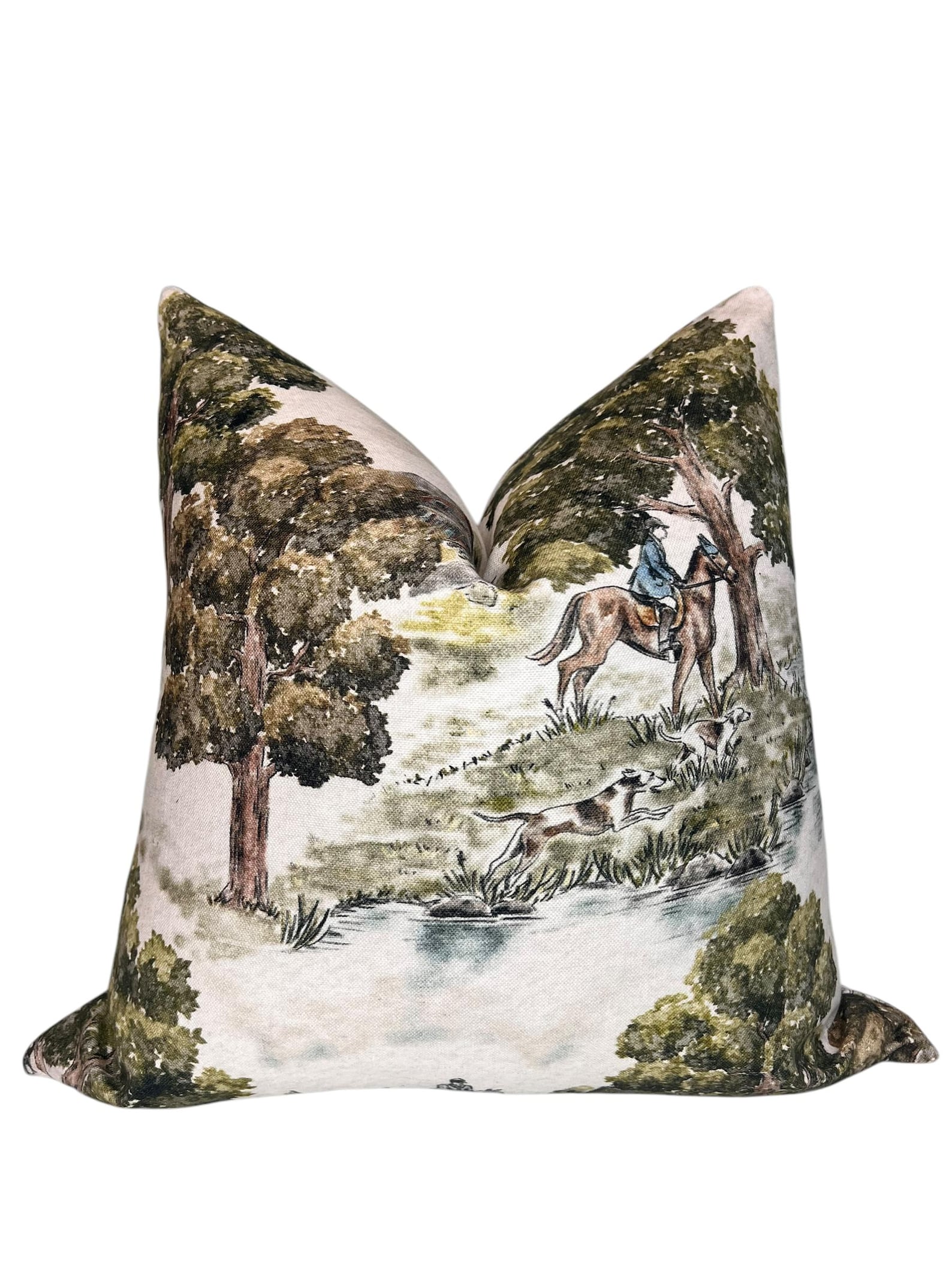Equestrian Tapestry Pillow Cover | Vintage Horse & Hound Hunting Scene ...