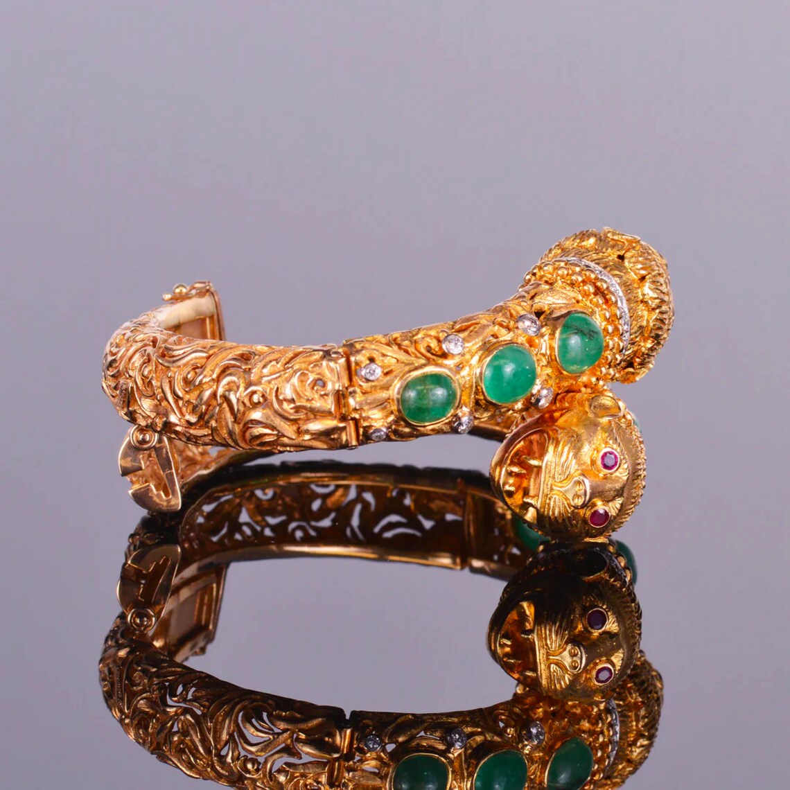 Antique Emerald, Diamond and Ruby Monkey Bracelet - Etsy