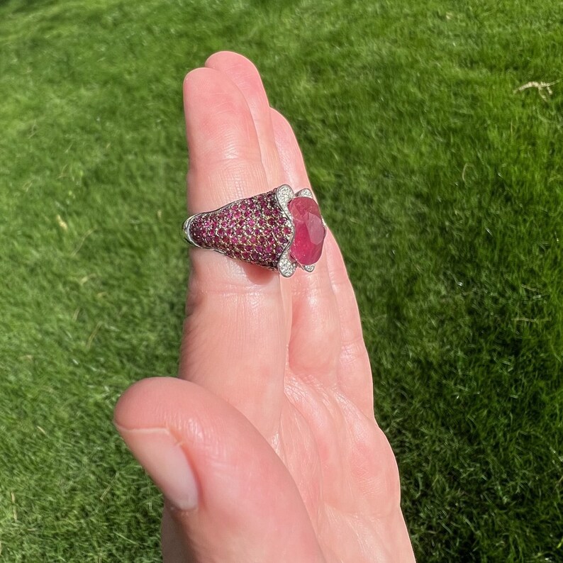 Ruby and Diamond Pave Ring - Etsy