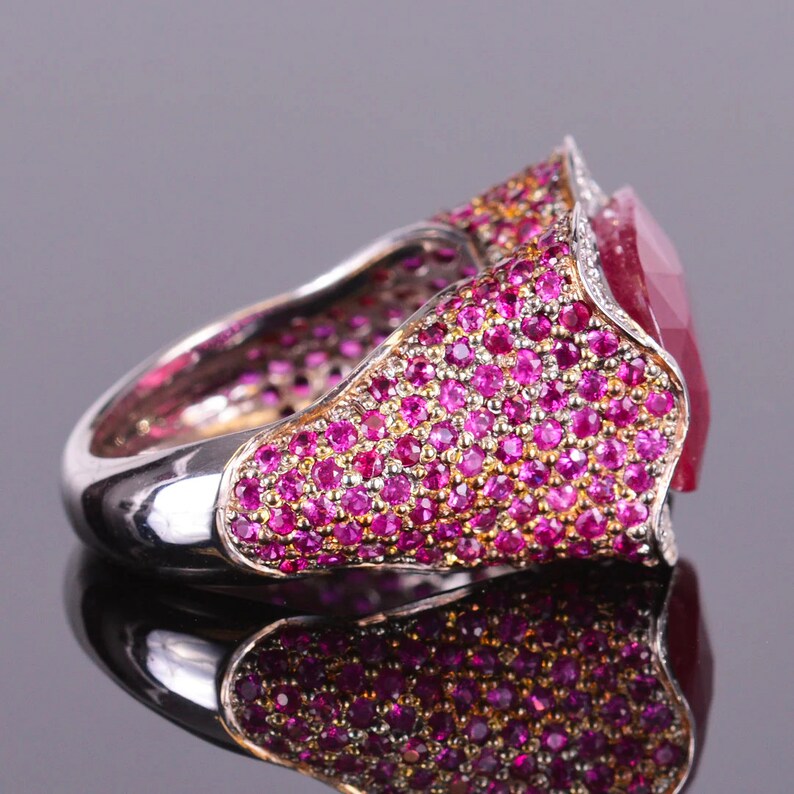 Ruby and Diamond Pave Ring - Etsy