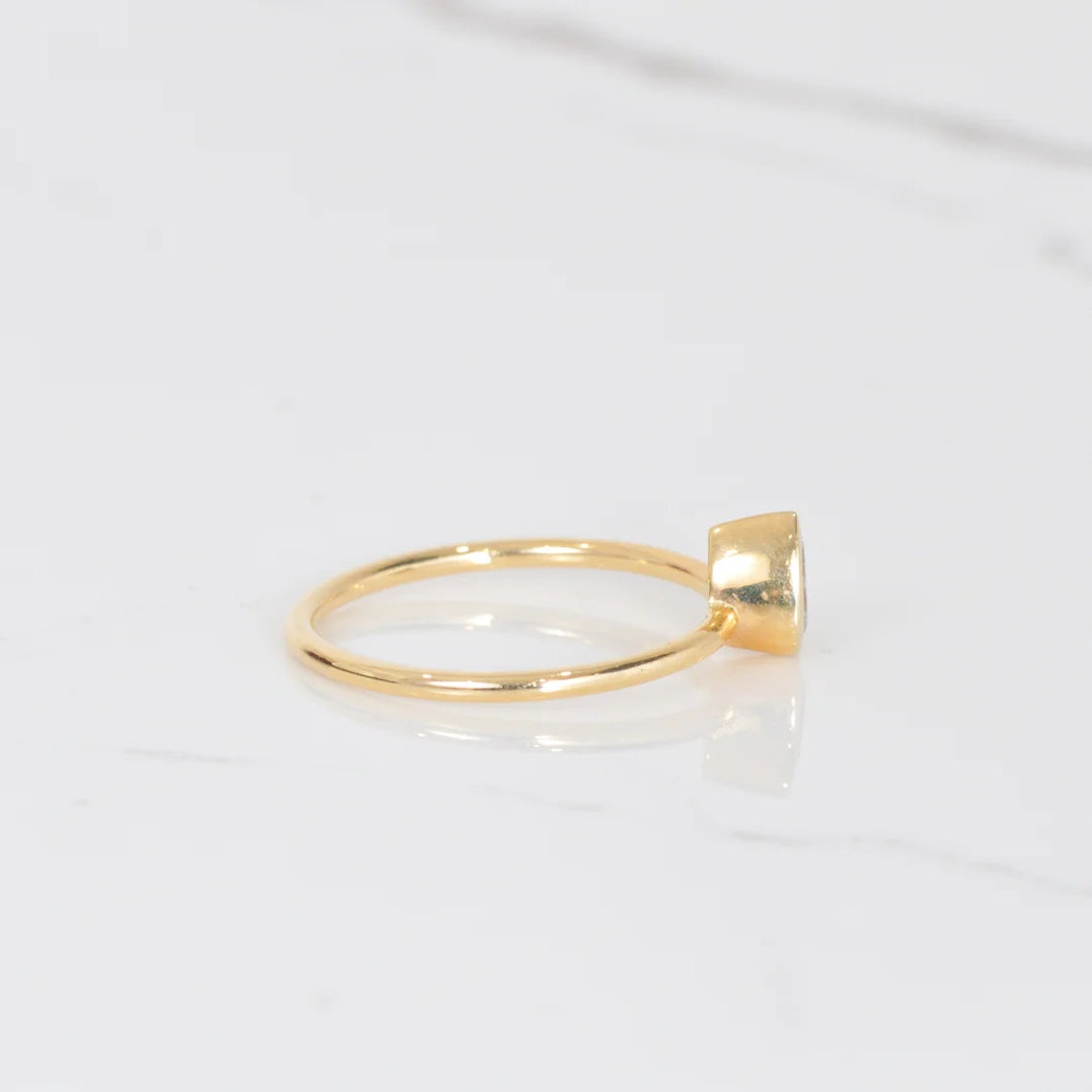 Bezel Set Pear Diamond Ring in 14k Yellow Gold - Etsy