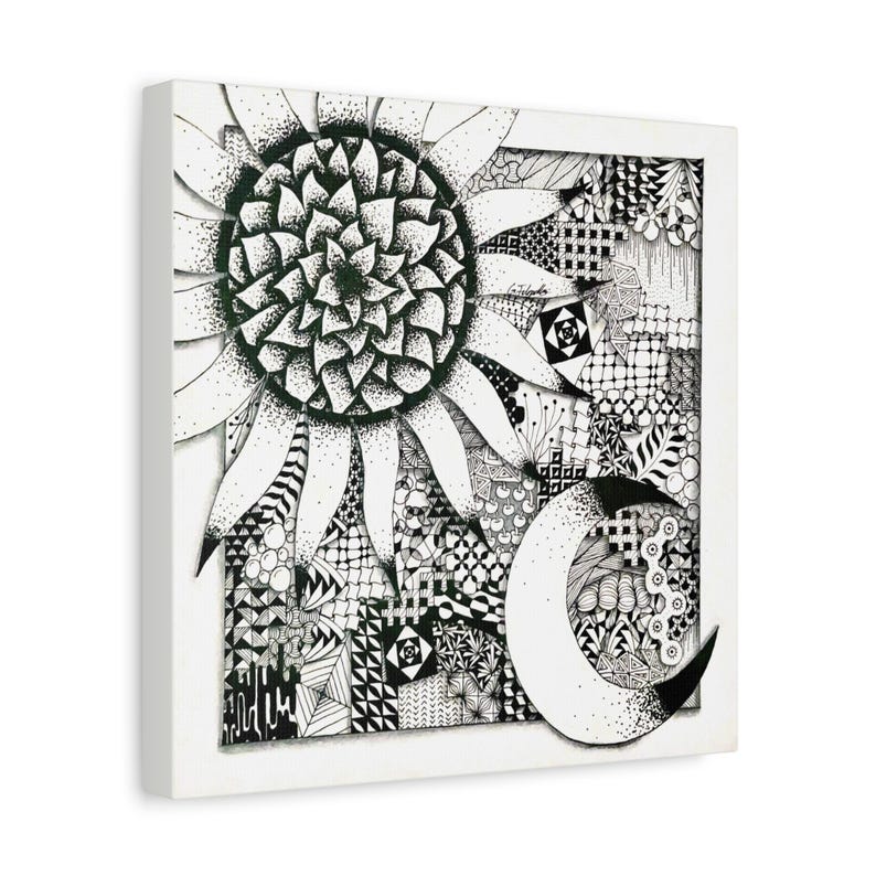Sun & Moon Zentangle Canvas Print Wall Art - Etsy