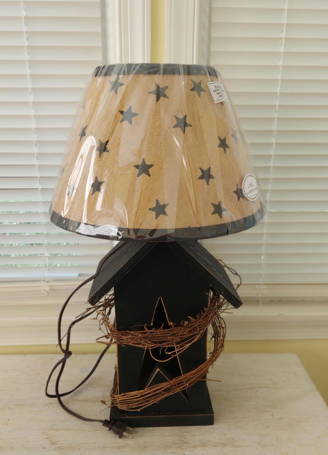 New Primitive Star Bird House Lamp With New Shade. 24"h X 12"w - Etsy