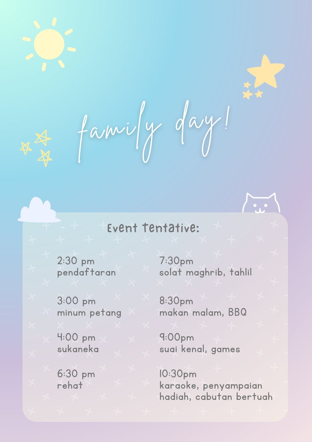 Event Tentative Family Day Template - Etsy