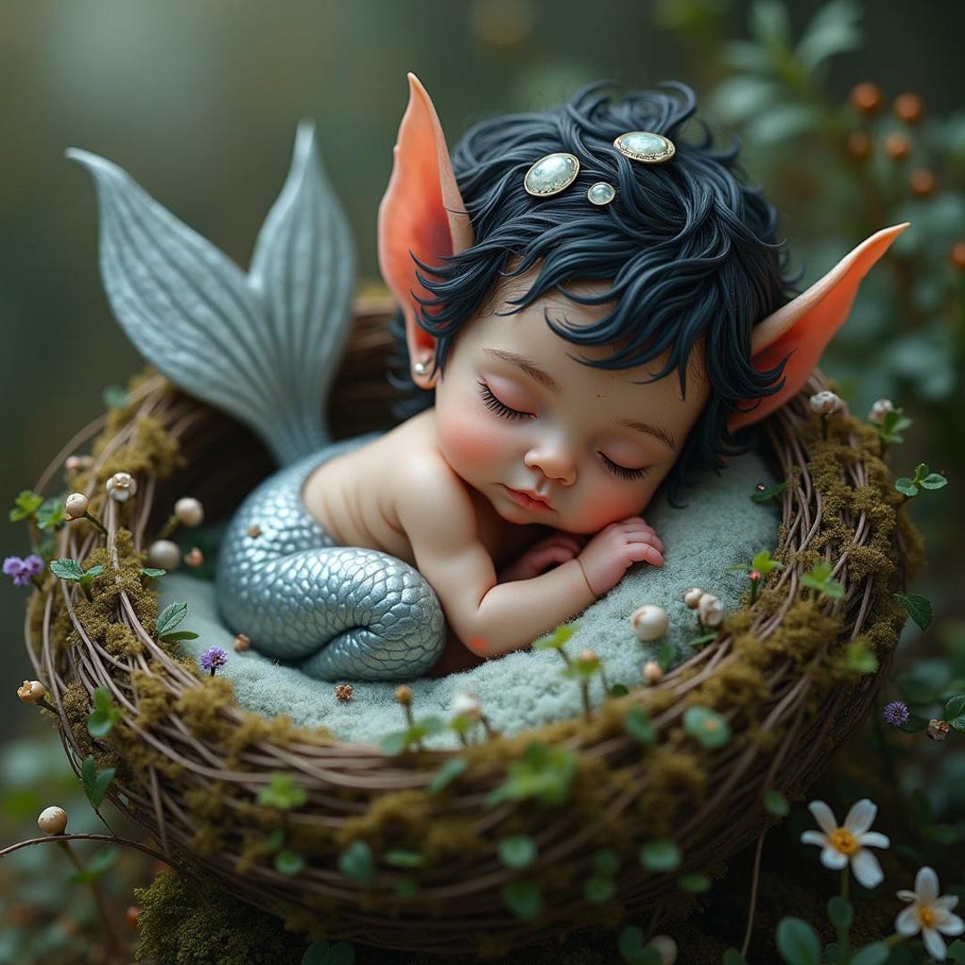 Mermaid Baby Spirit Companion, Fae Fairy Faerie, Spirit Keeper ...