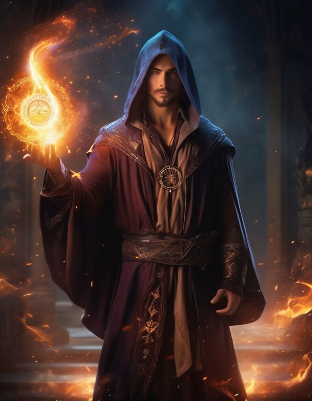 Fire Wizard Companion Spirit, Mage Teacher Arcane, Spirit Keeper ...