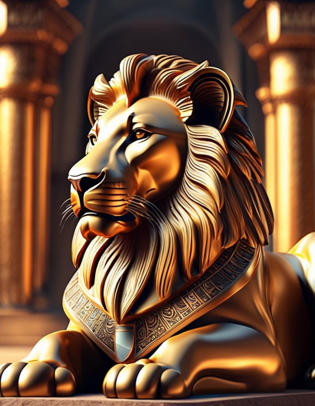 Gold Lion Statue Celestial Offering, Metaphysical Blessing, Distance ...