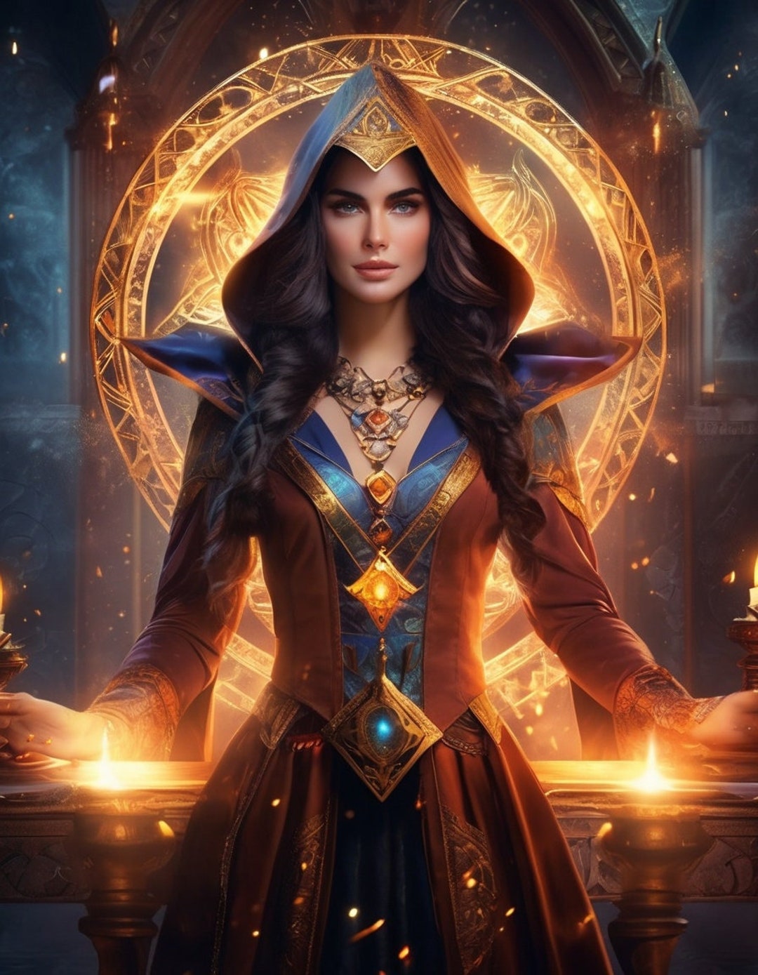 Beautiful Fire Witch Djinn Spirit Companion, Wish Granter, Fire Magic ...