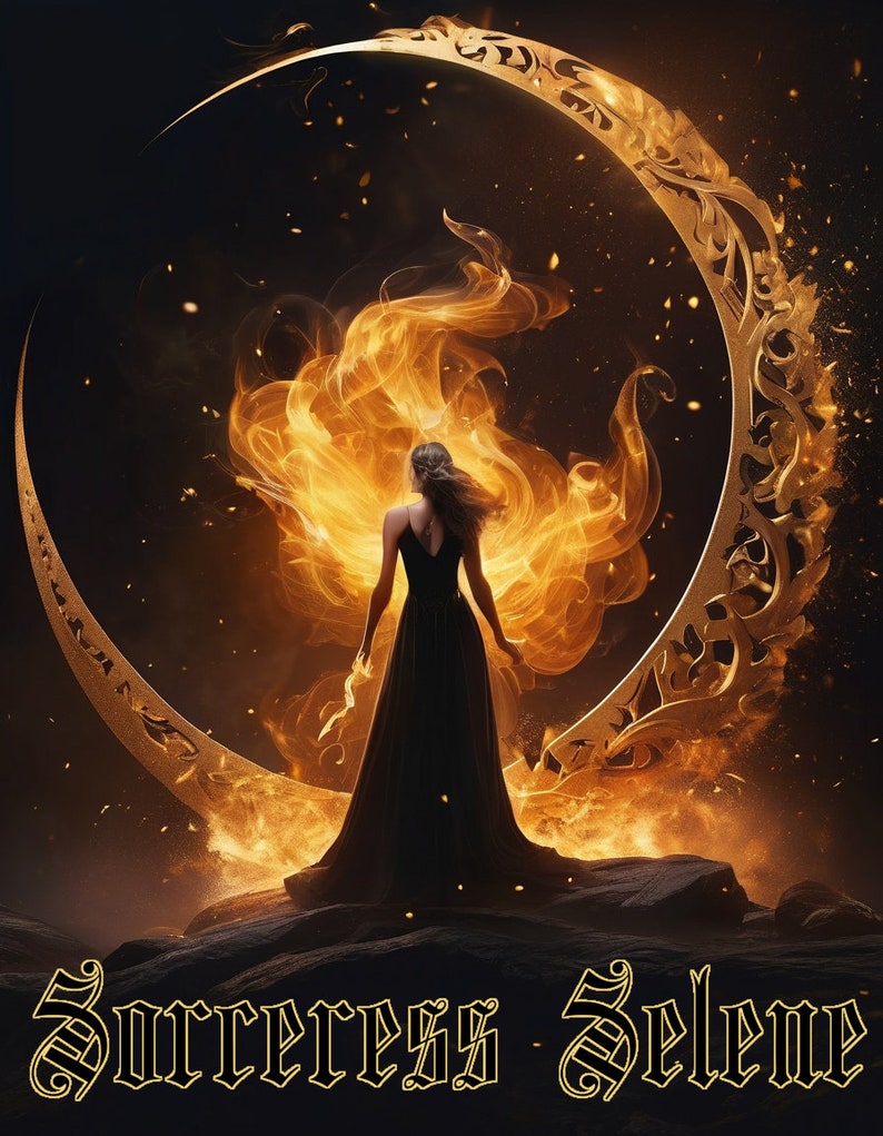 Beautiful Fire Witch Djinn Spirit Companion, Wish Granter, Fire Magic ...