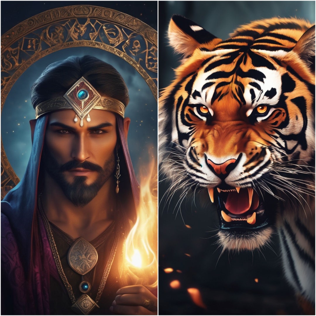 Fire Mage Tiger Shifter Spirit Companion, Guardian and Fire Mage ...