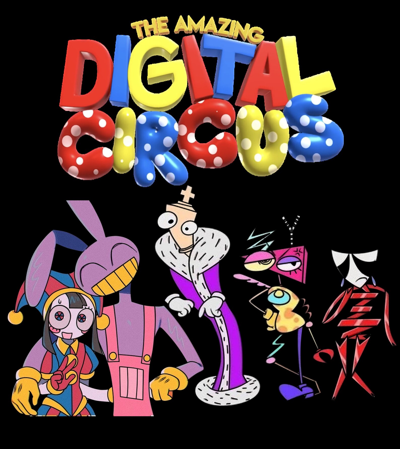 5 Pcs X PNG Digital Circus, Circus Funny, Digital Cartoon, Pomni, Ragatha, Jax, Zooble, Caine ...