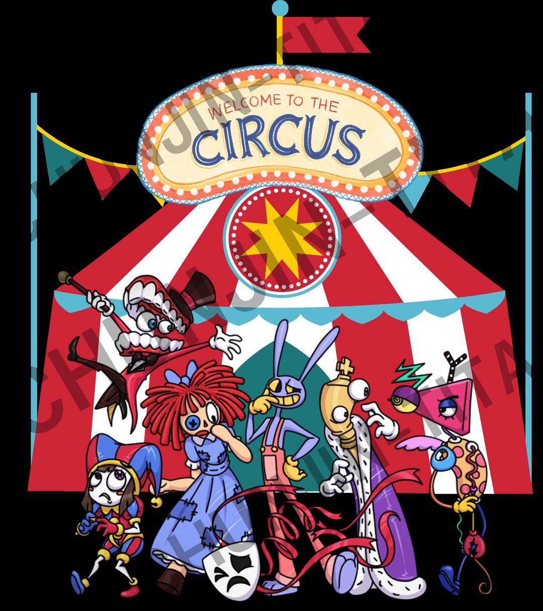 Bundles 5 Pcs X PNG Digital Circus, Digital Cartoon, Pomni, Ragatha ...