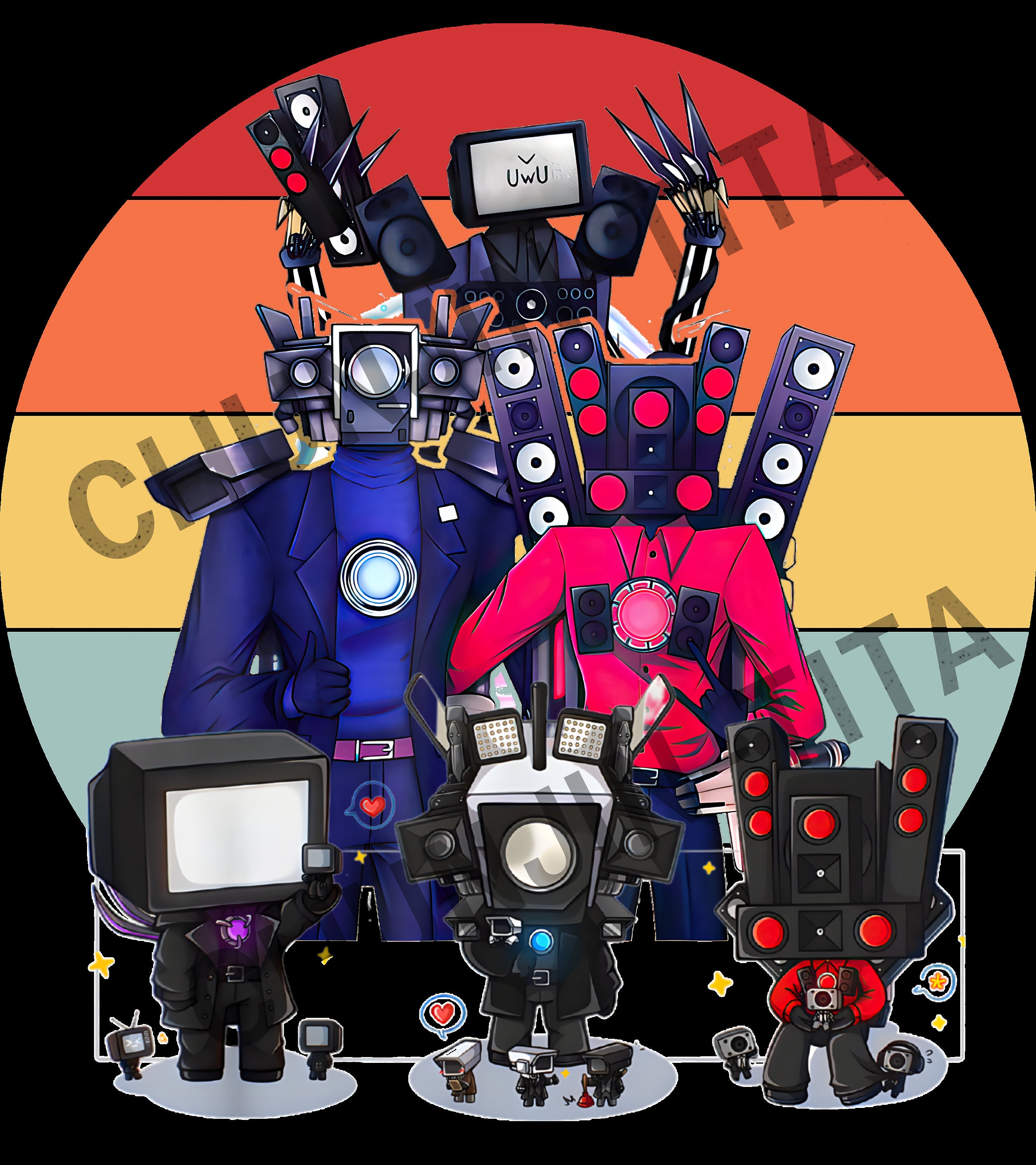 Bundles 5 Pcs X PNG Skibidi Man Team, Titan Boss, Skibidi Party, Toilet ...