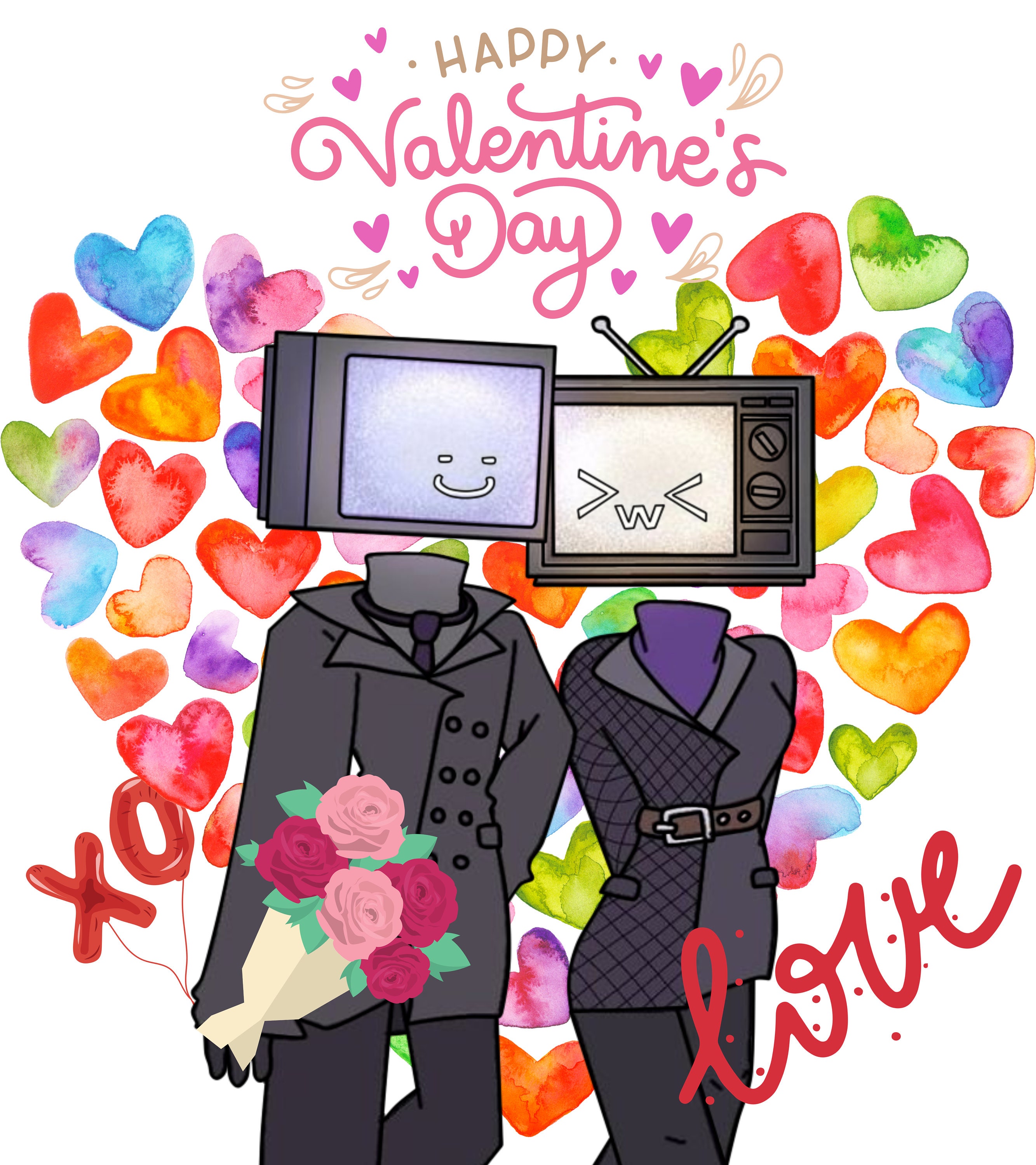 1 Pcs X PNG Tvman in Love With Tvwoman, Valentine's Day, Skibidi Man ...