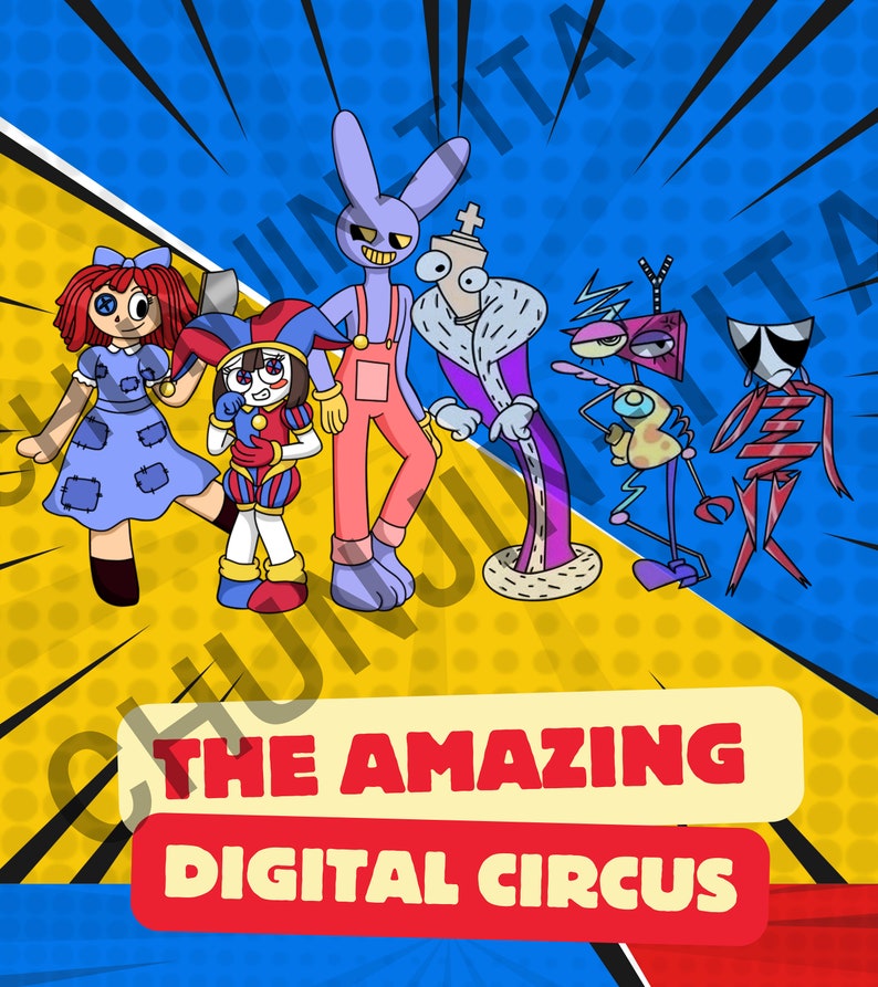 Bundles 5 Pcs X PNG Digital Circus, Digital Cartoon, Party Set, Pomni ...